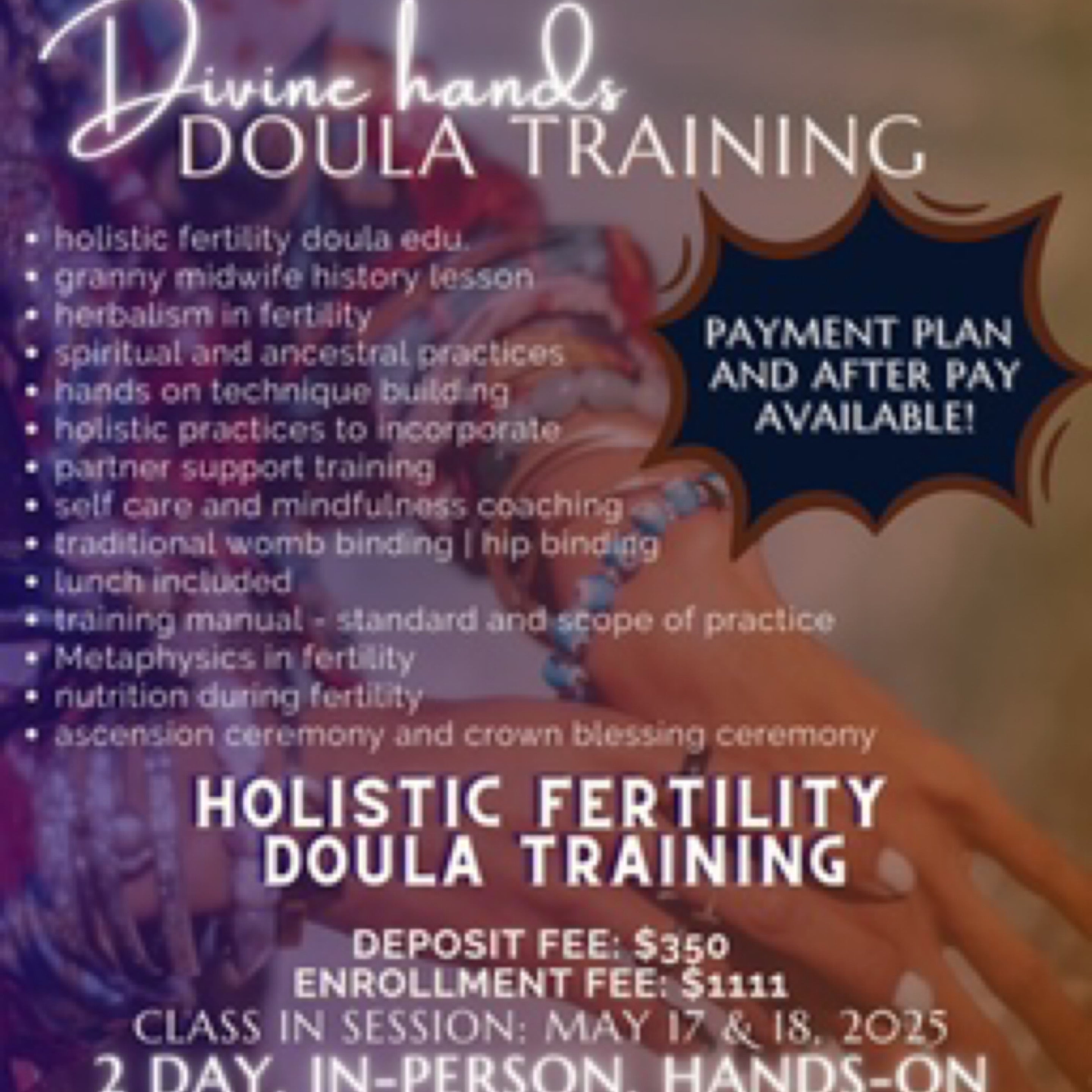 Divine Hands Holistic Fertility Doula Training | Doula Of The Divine, LLC.